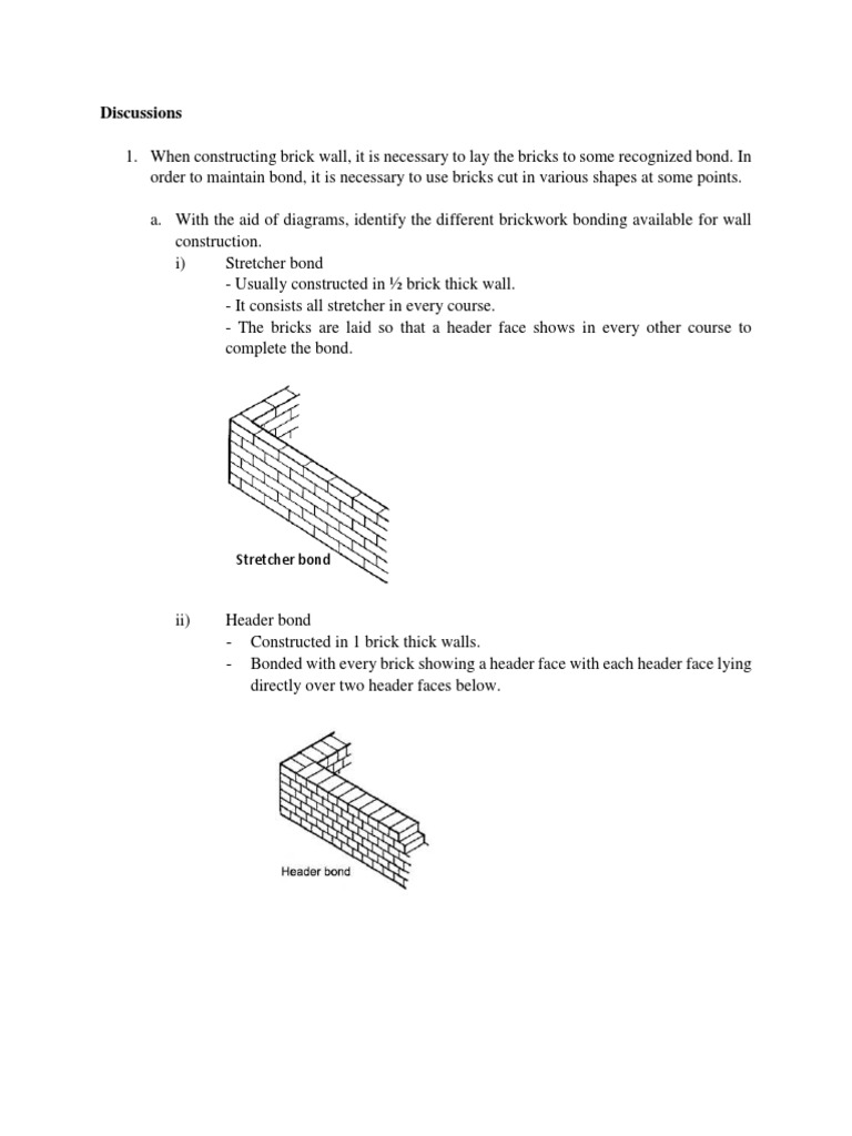 Stretcher Bond Brickwork Techniques | PDF