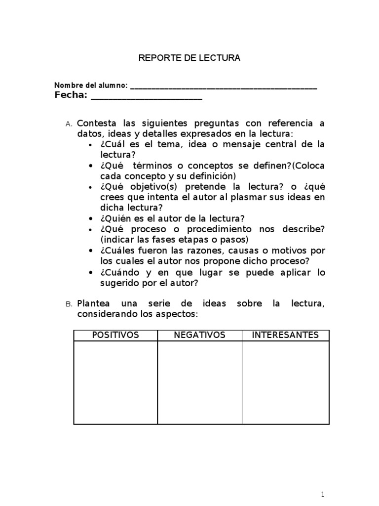 Reporte de Lectura (Formato)