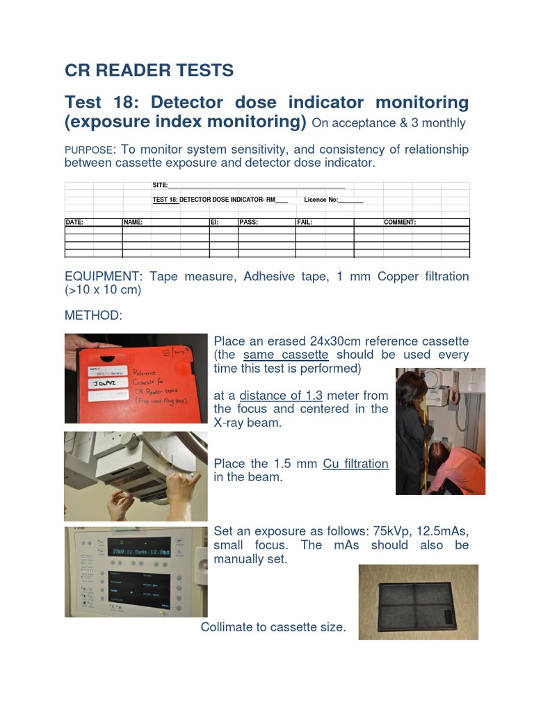 Test 18 CR Detector Dose Indicator | PDF
