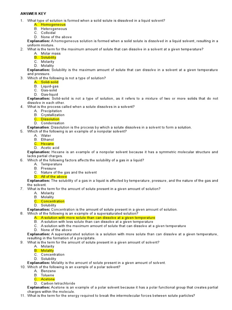 Gen Chem 2 Draft Exam | Download Free PDF | Intermolecular Force | Solubility