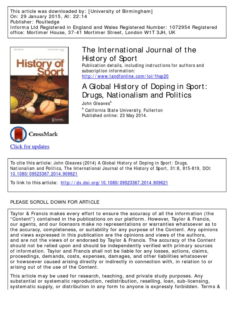Global History of Doping in Sports | PDF | Doping In Sport