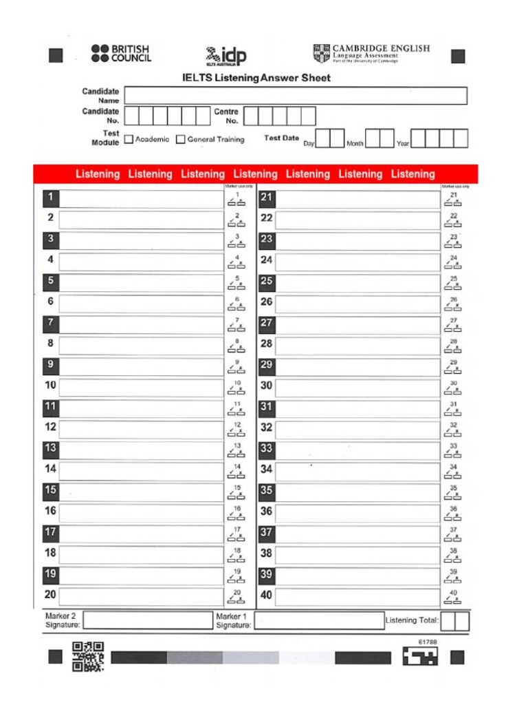 Listening Answer Sheet | PDF