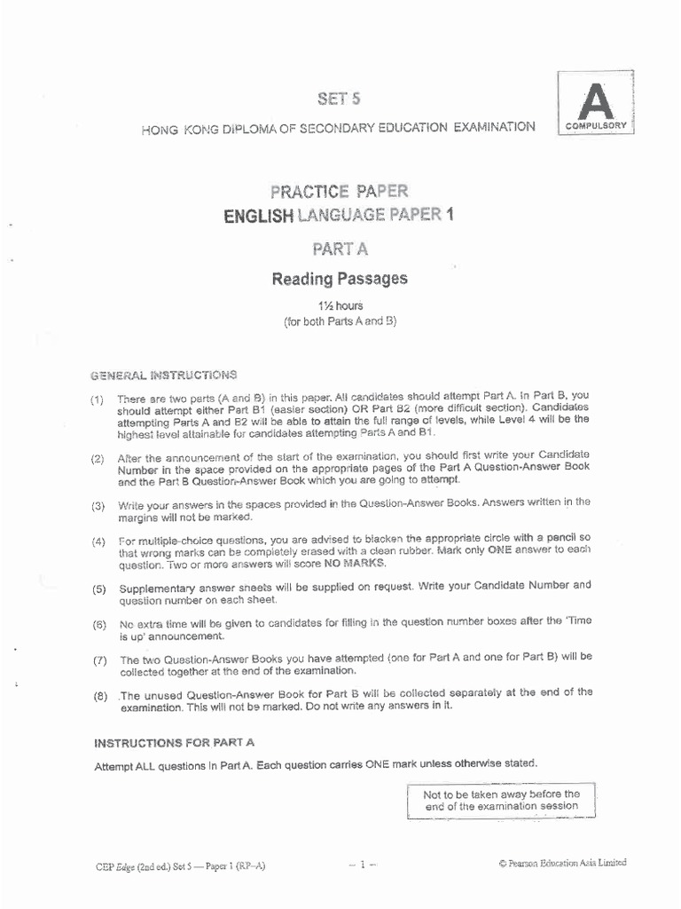 CEP - Set 5 Paper 1 Reading Passage | PDF