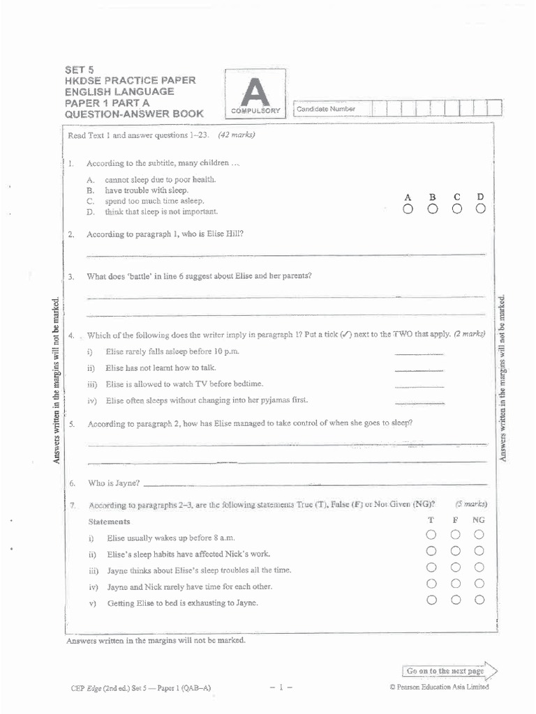 CEP - Set 5 Paper 1 Reading Question | PDF
