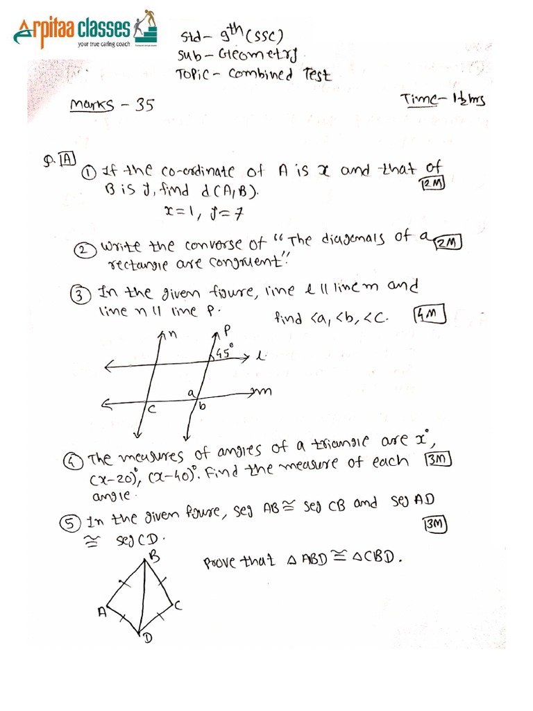 9 TH SSC Geometry Combined Test | PDF