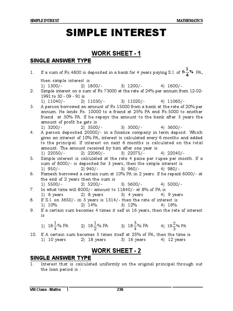 Simple Intrest (238-252) | PDF