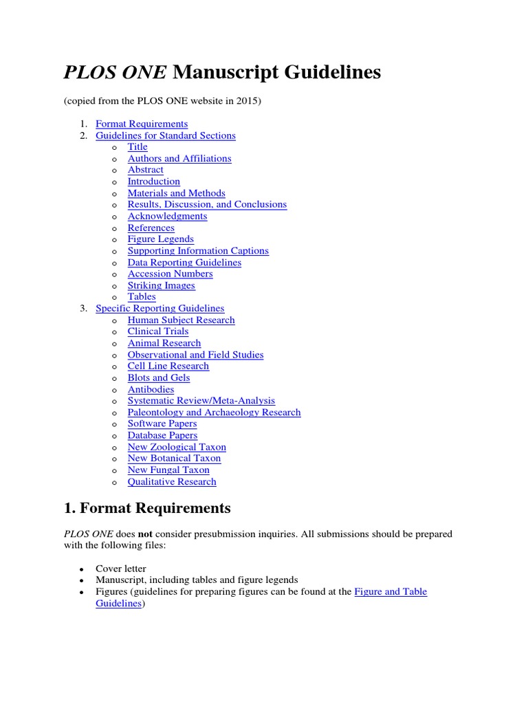 PLOS ONE Manuscript Guidelines | PDF | Systematic Review ...