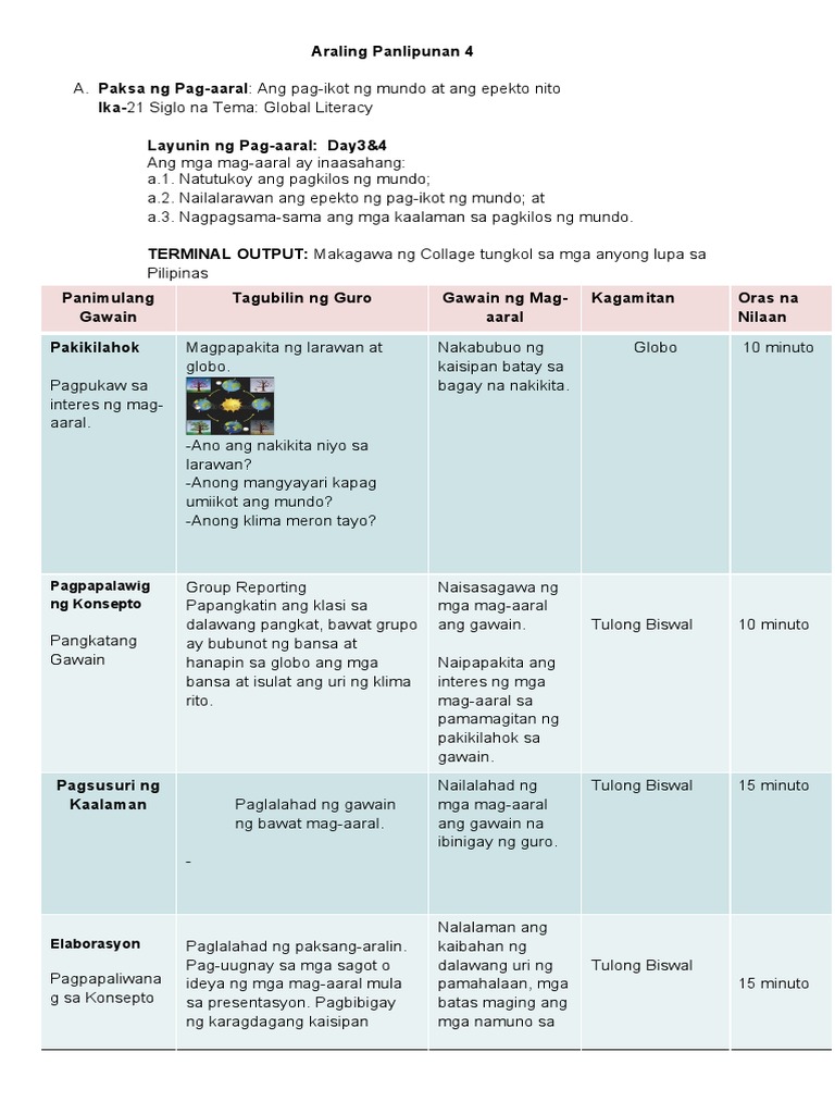 Araling Panlipunan Grade 4 Q1 Day3&4 | PDF