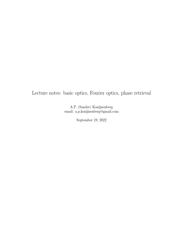 Optics Lecture Notes Download Free Pdf Refraction Optics