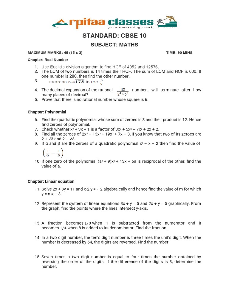 Cbse 10 Maths | PDF