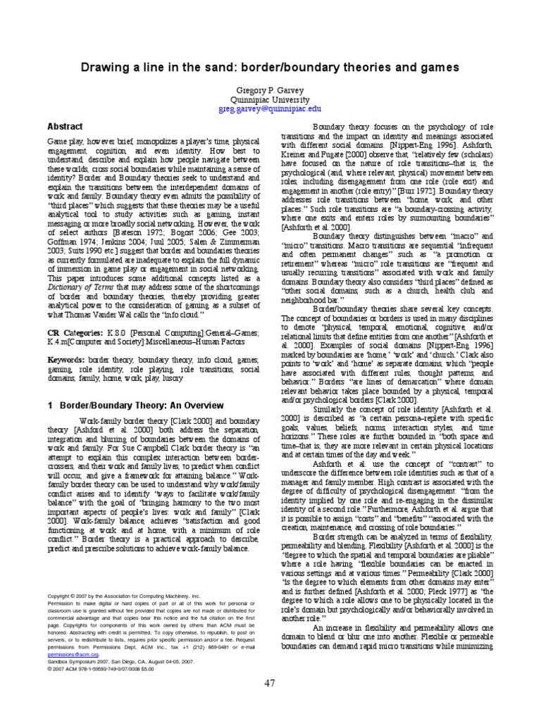 Drawing A Line in The Sand-Border Boundary Theories and Game | PDF ...