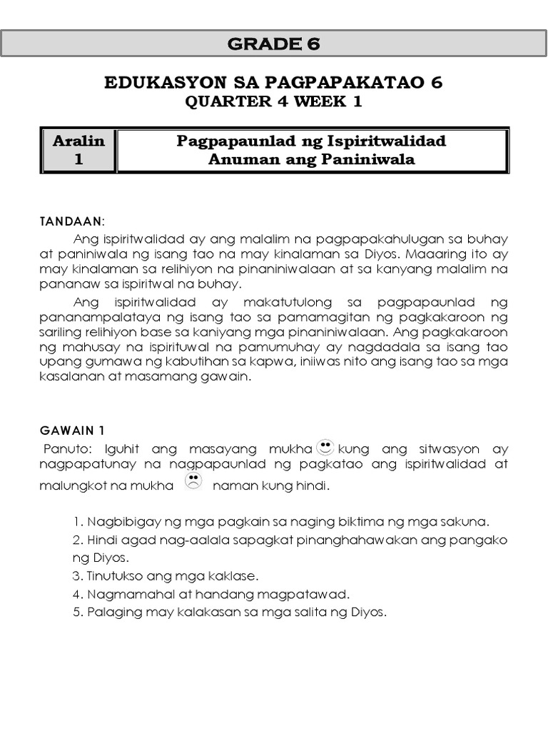 q4 Week 1 All Subjects Grade 6 | PDF