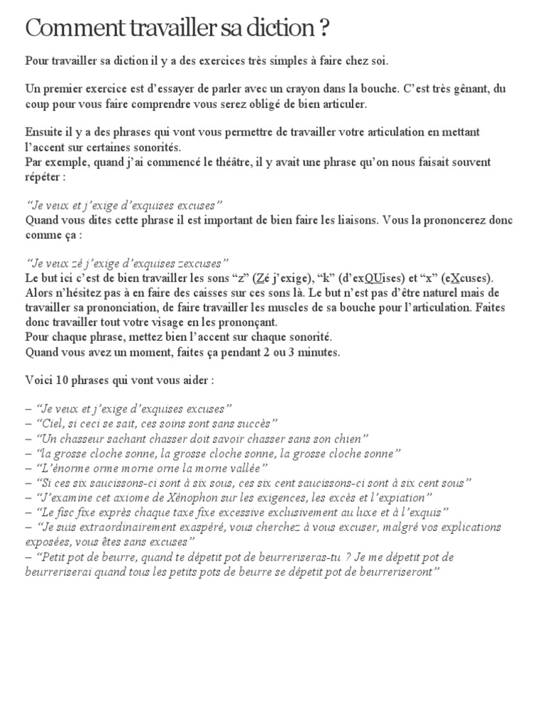 Comment Travailler Sa Diction | PDF
