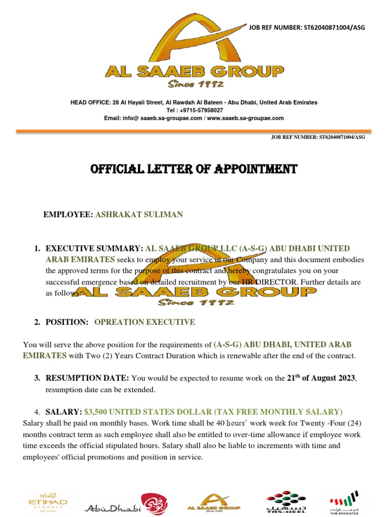 A S G Offer Letter | PDF