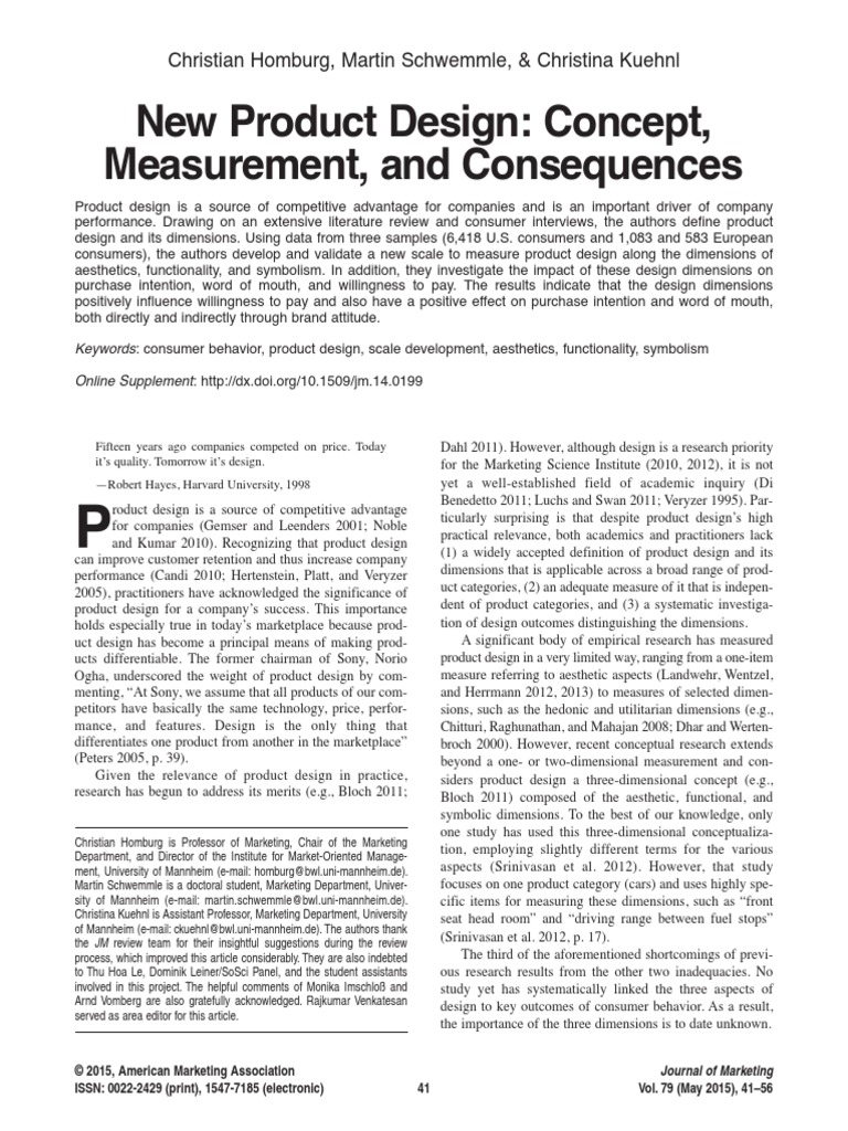 New Product Design, Concept, Measurement, and Consequences | PDF ...