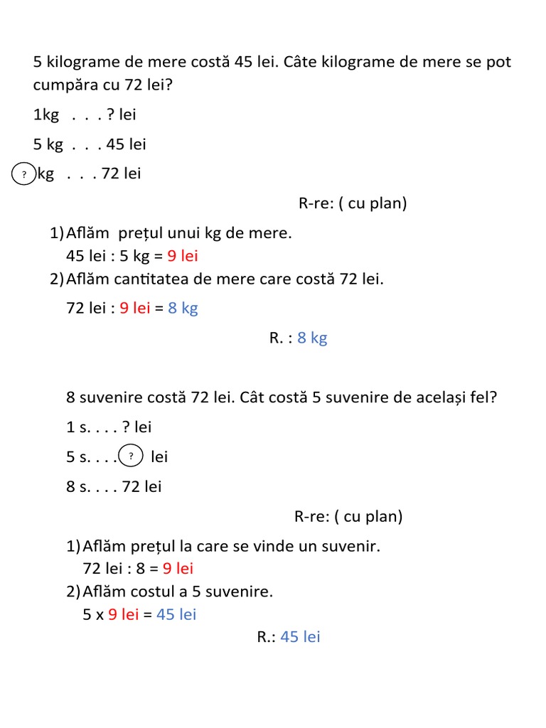 Model de Probleme Clasa 2 | PDF
