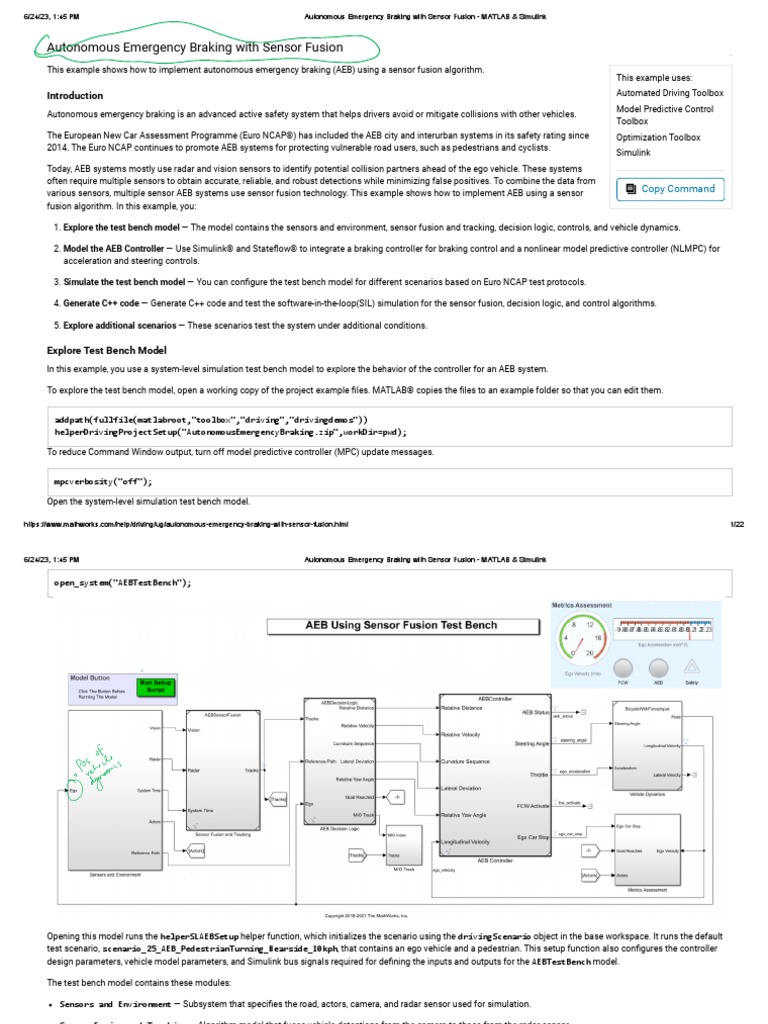 Autonomous Emergency Braking With Sensor Fusion - MATLAB & Simulink | PDF