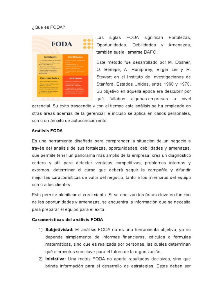 FODA | PDF | Análisis FODA | Business