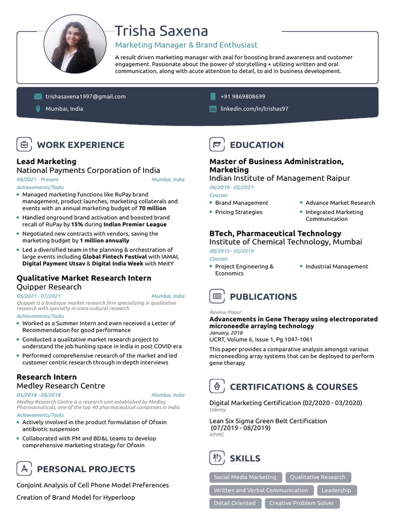 Trisha - Marketing Manager | PDF