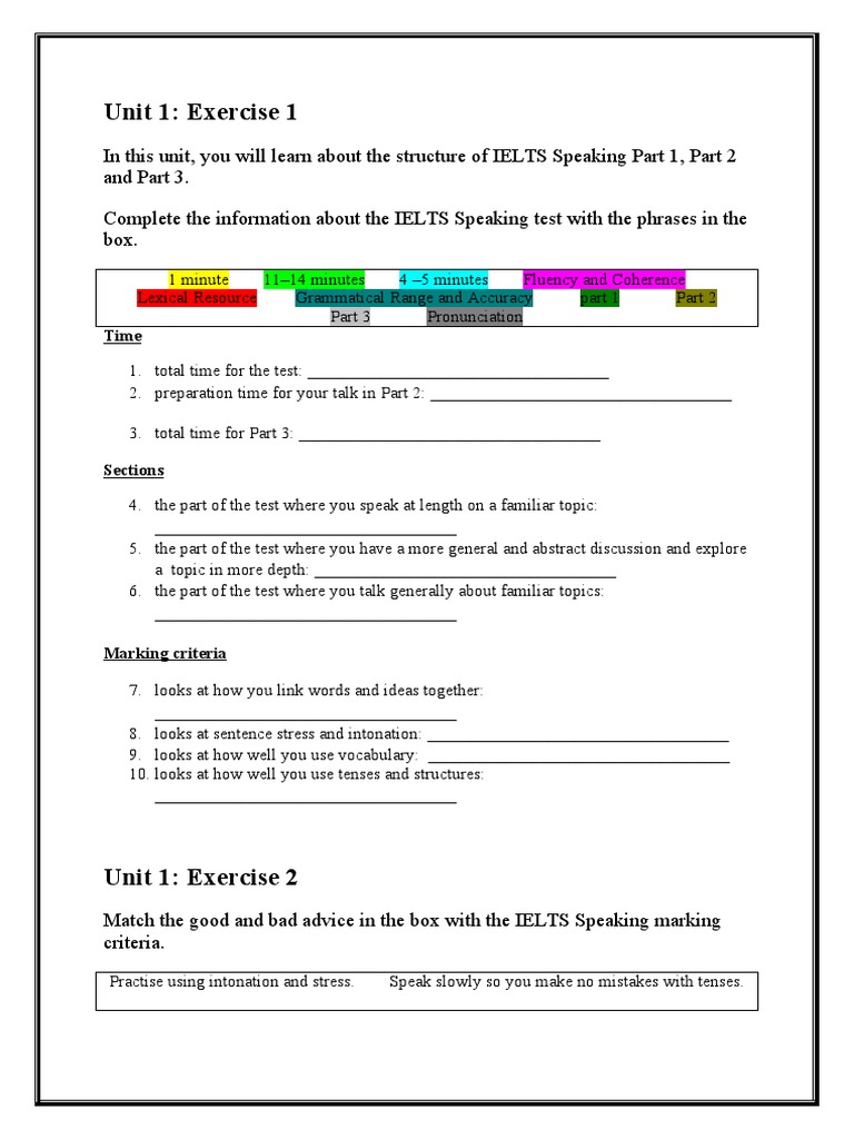 Unit 1 - Speaking | PDF | Fluency | Vocabulary