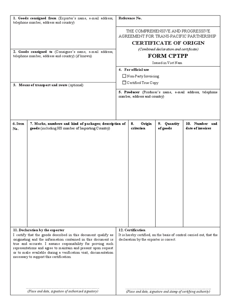 Form CPTPP With Additional Sheet | PDF | Signature | Document