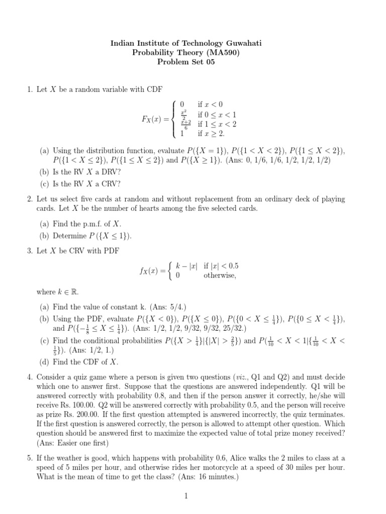 Probability ps5 | PDF | Measure Theory | Statistics