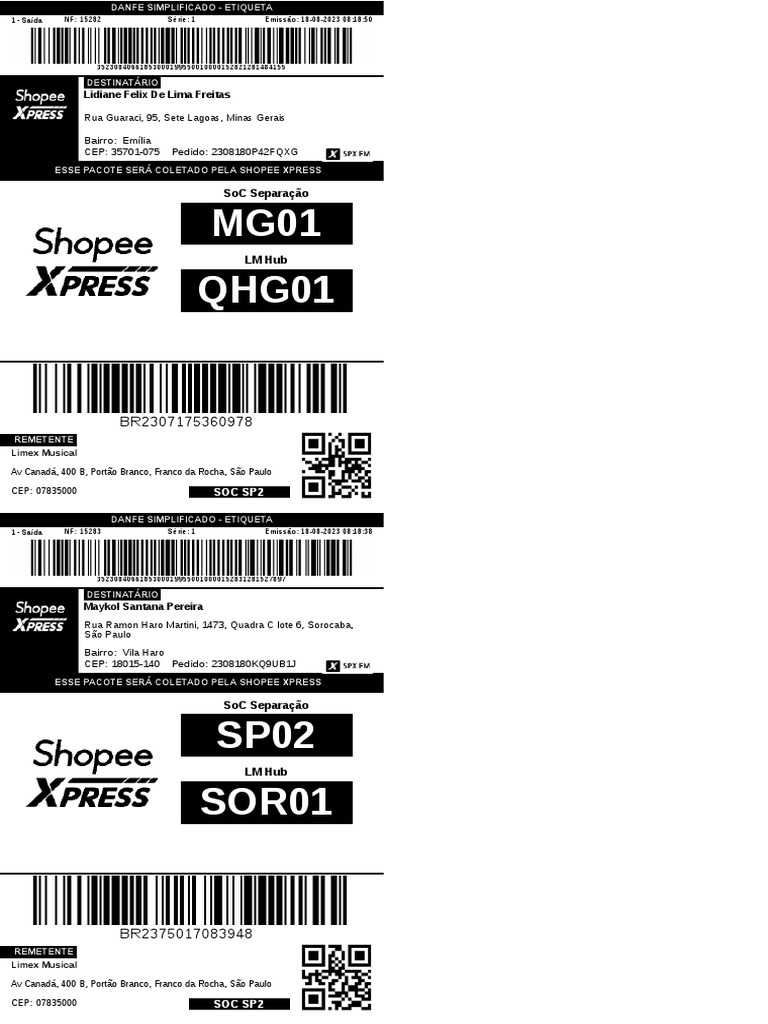 Etiquetas Shopee 16923576363111 | PDF