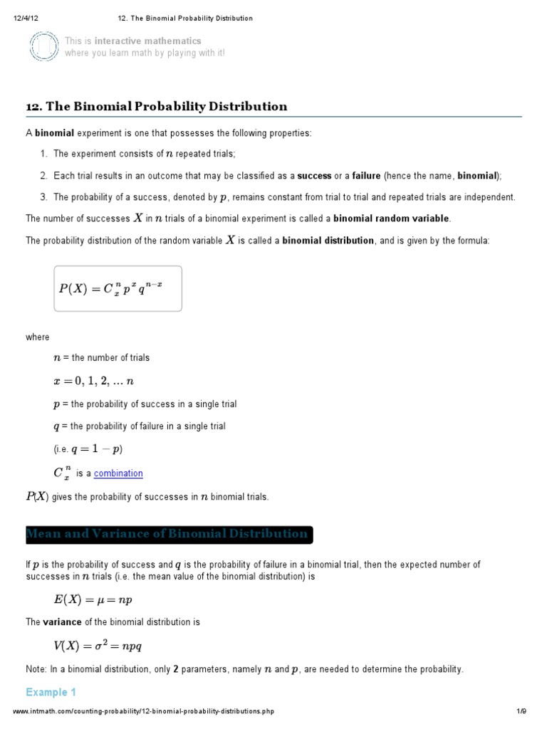 Binomial Distribution | PDF