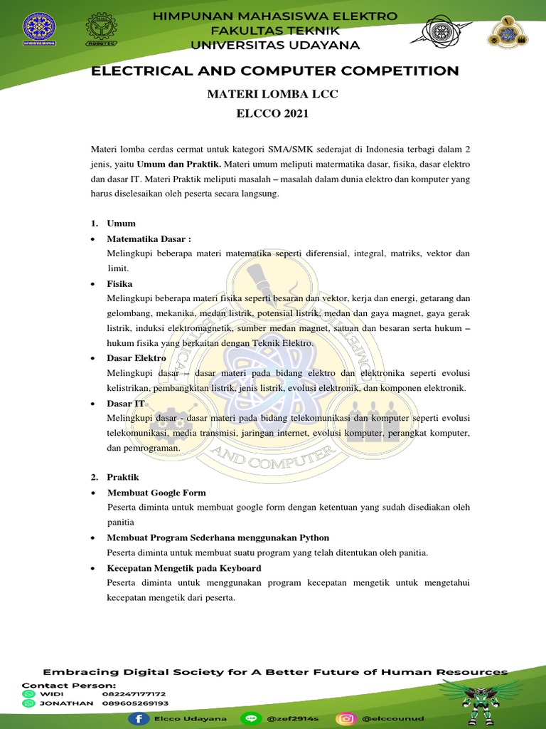 Materi Lomba LCC ELCCO 2021 | PDF