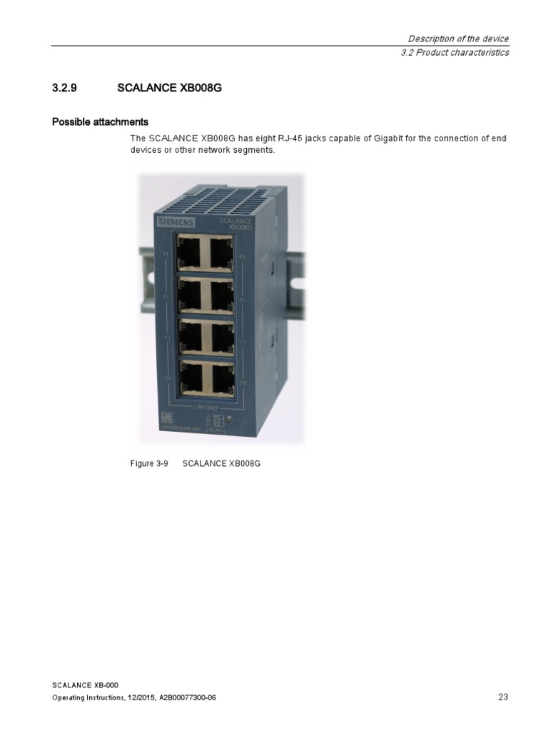 3.2.9 Scalance Xb008G: Possible Attachments | PDF | Physical Layer ...