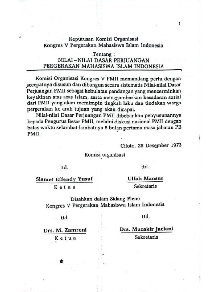 NDP PMII Tahun 1973 | PDF