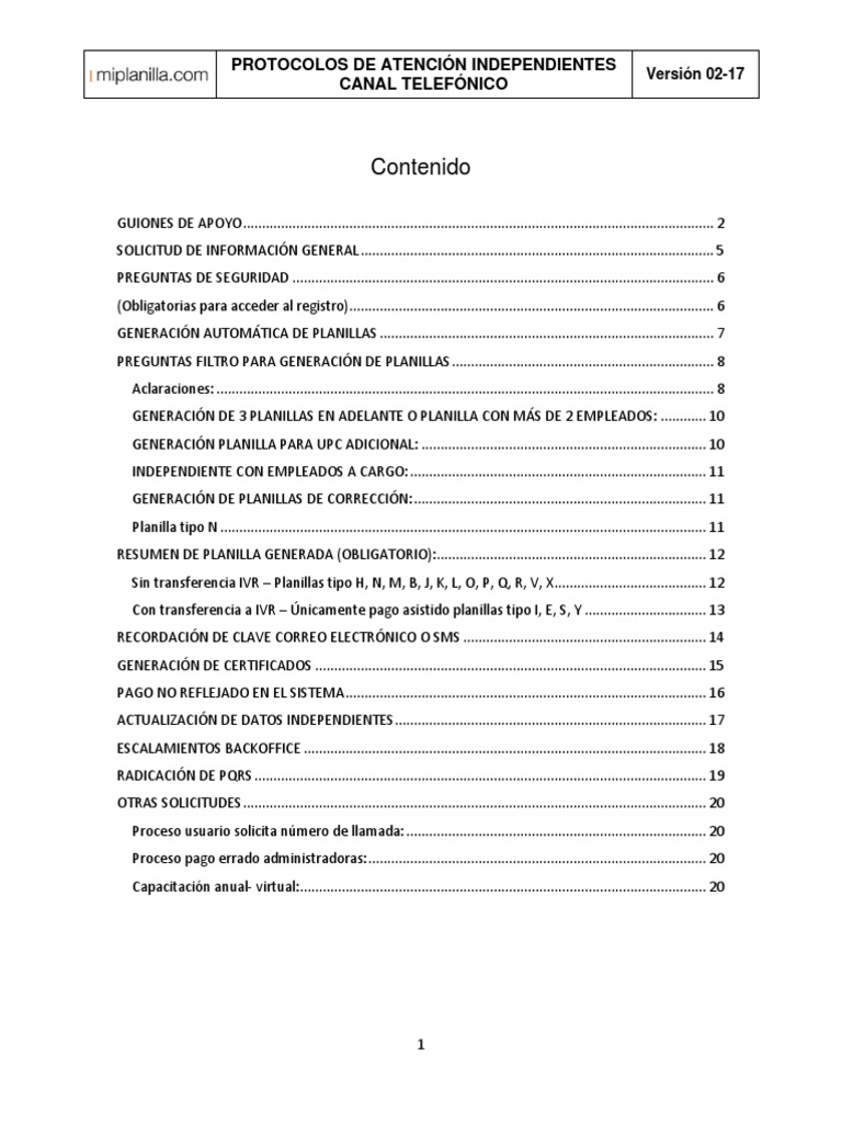 Protocolo Canal Telefónico - Independientes V25042023 | PDF