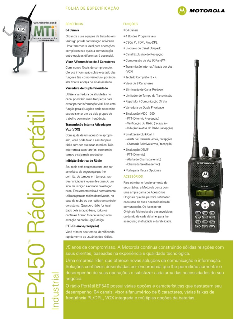 Motorola EP450 Visor Mti Service | PDF | Rádio | Hertz