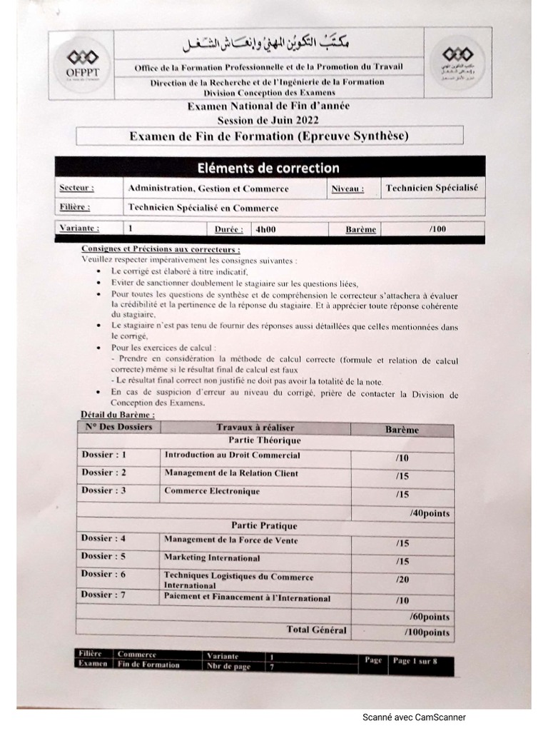 Corrigé EFF TSC 2022 V1 | PDF