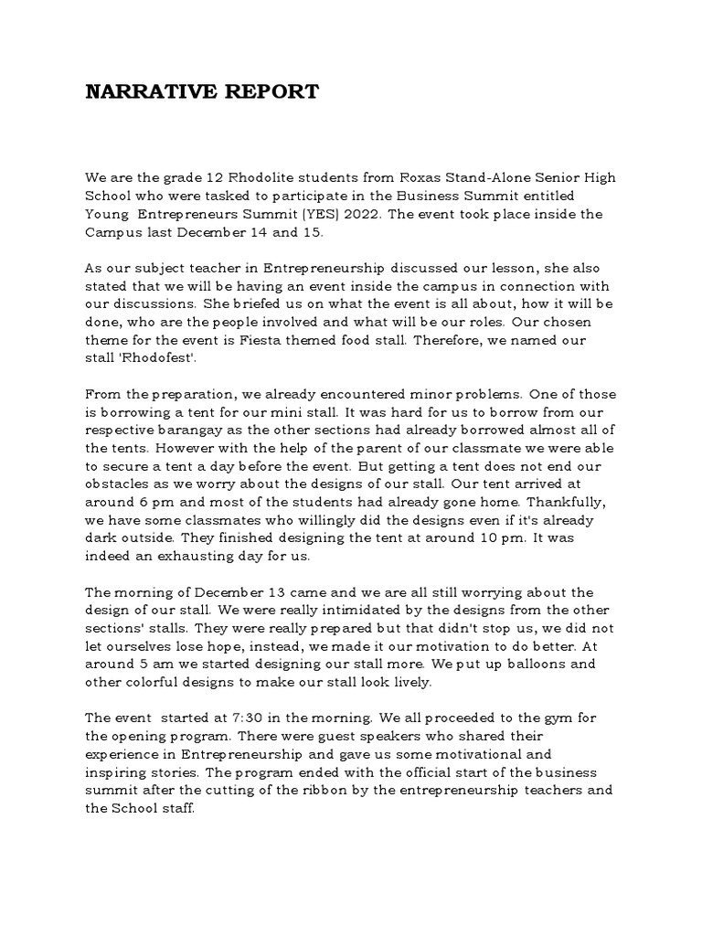 Narrative Report | PDF