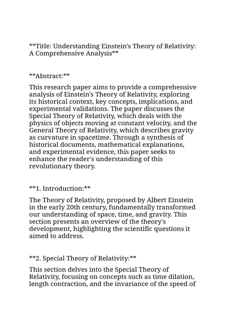 Homework On Theory of Relativity | PDF