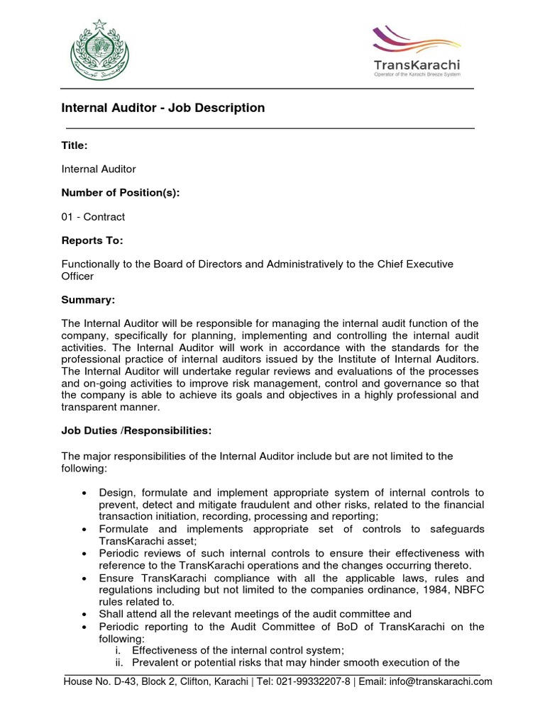 JD Internal Auditor Updated | PDF