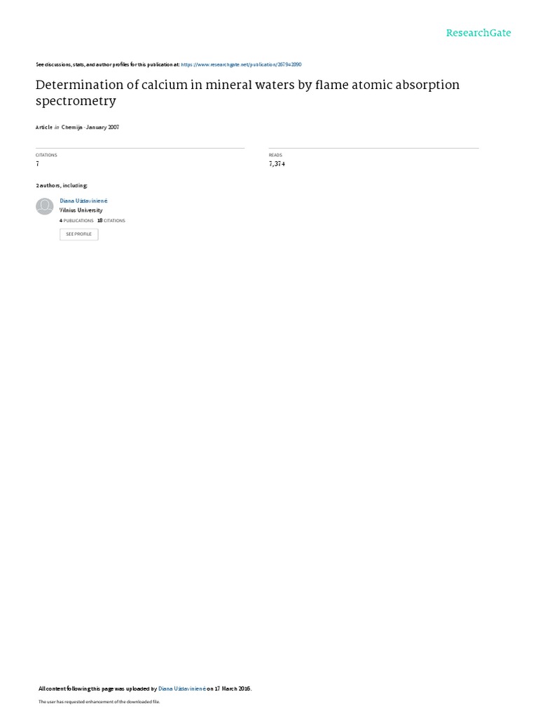 Determination of Calcium in Mineral Waters by Flam | PDF | Science & Mathematics | Technology ...