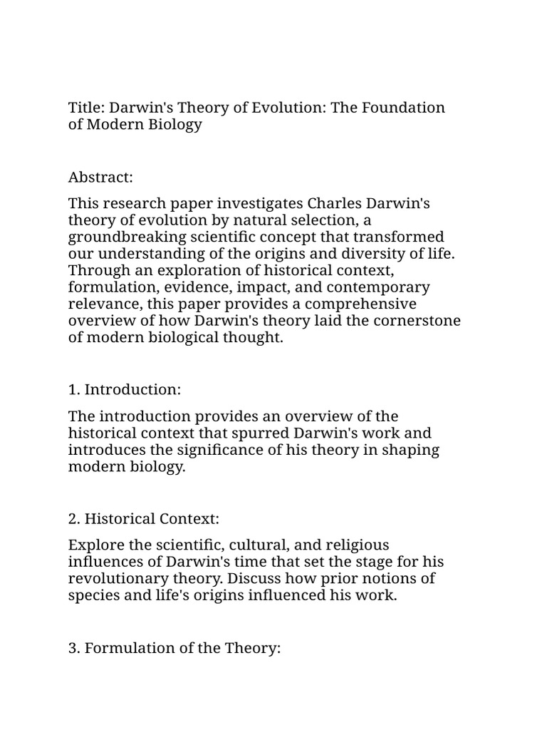 Darwin's Theory of Evolution | PDF