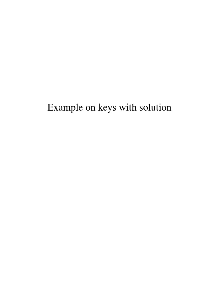 Examples On Keys With Solution | PDF
