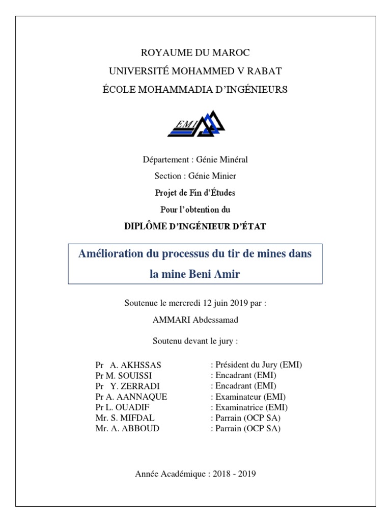 Rapport Pfe A.ammari (Ocp-Beni Amir) | PDF