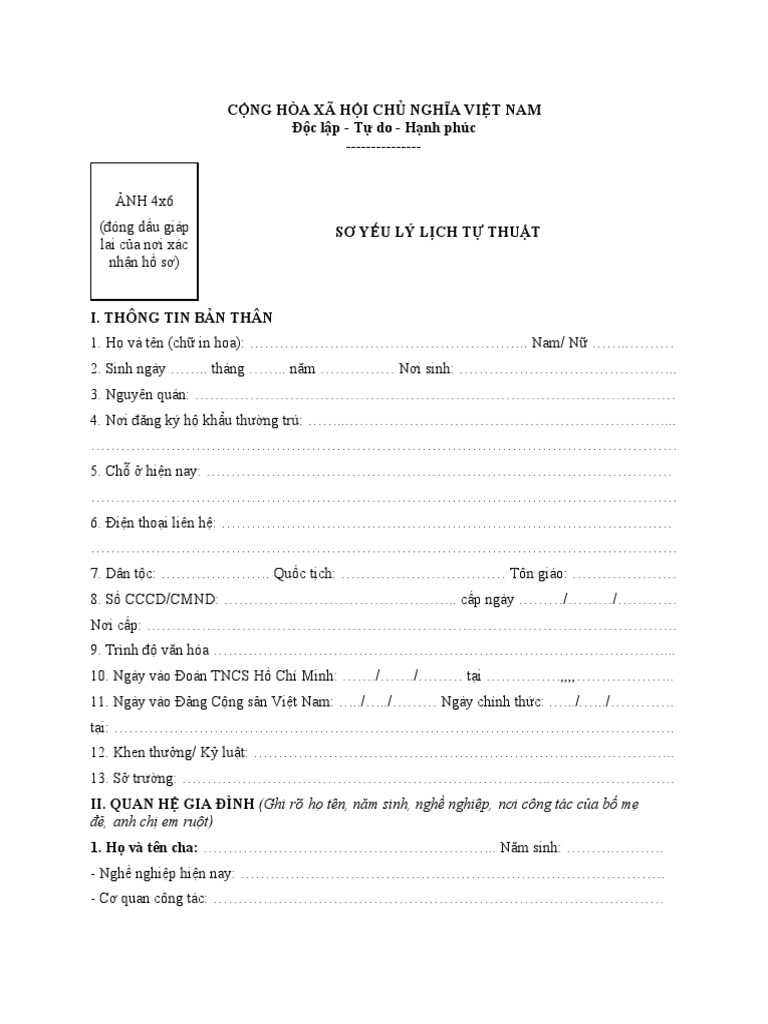 Mau So Yeu Ly Lich Tu Thuat | PDF