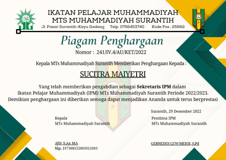 SERTIFIKAT IPM SUCITRA MAIYETRI | PDF