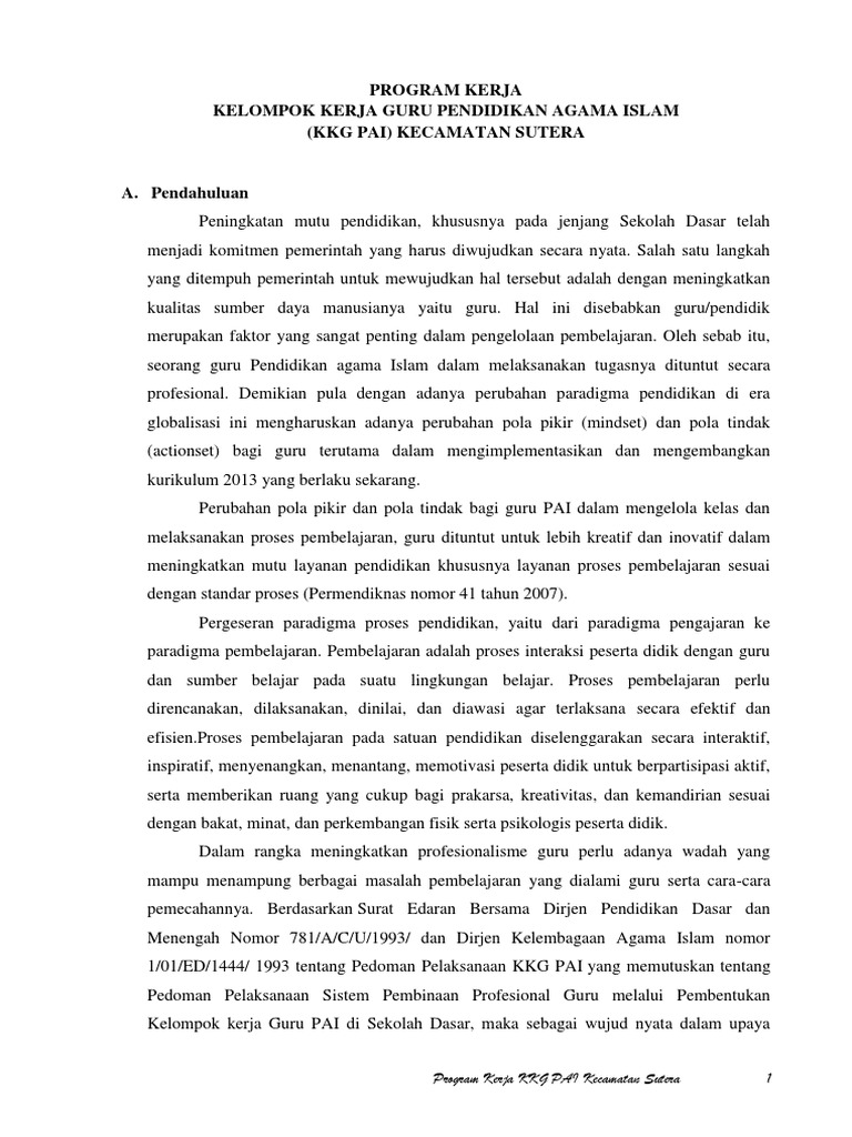 Program Kerja KKG Pai Periode 2022-2024 - Asli | PDF