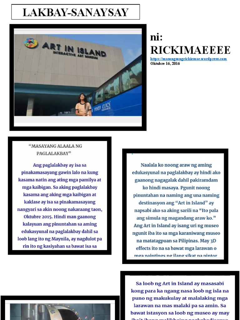 Lakbay Sanaysay Halimbawa | PDF