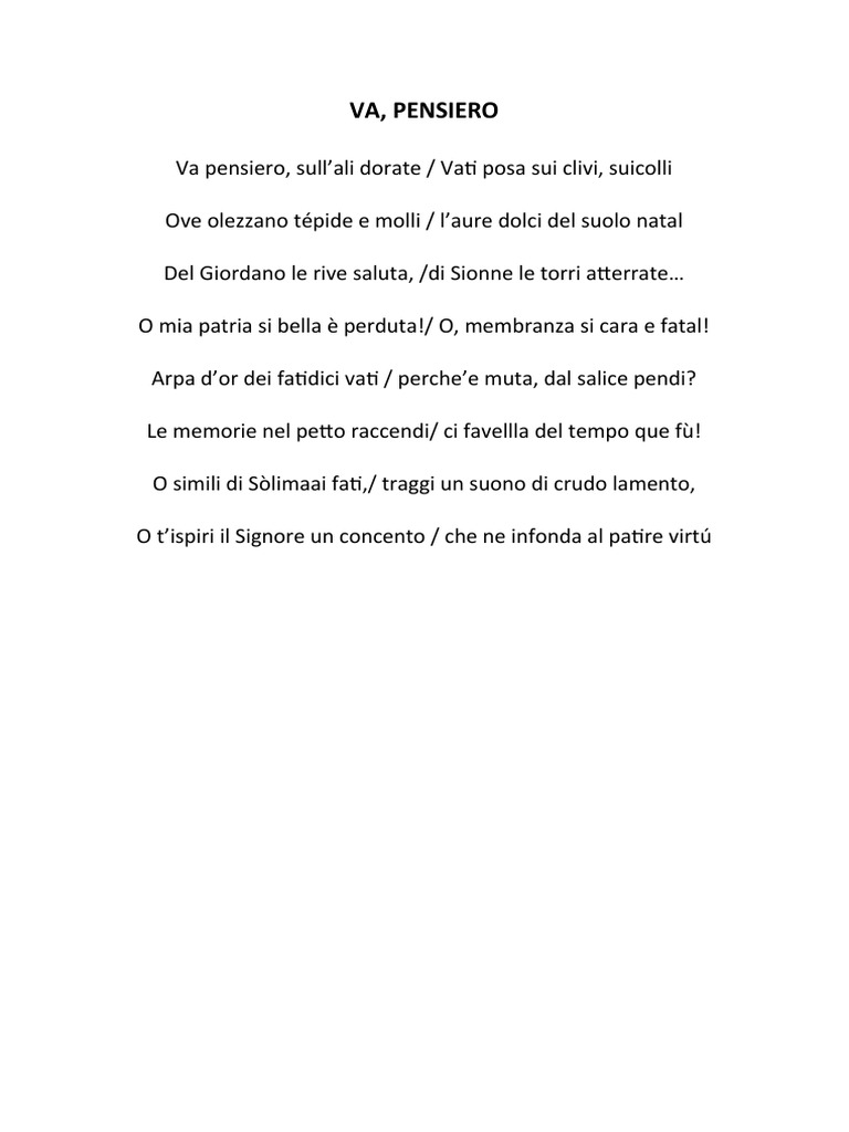 Va Pensiero Letra | PDF