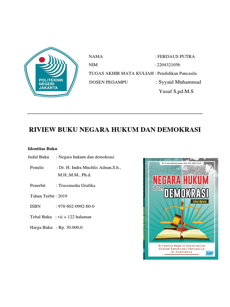 Review Buku Negara Hukum Dan Demokrasi. | PDF