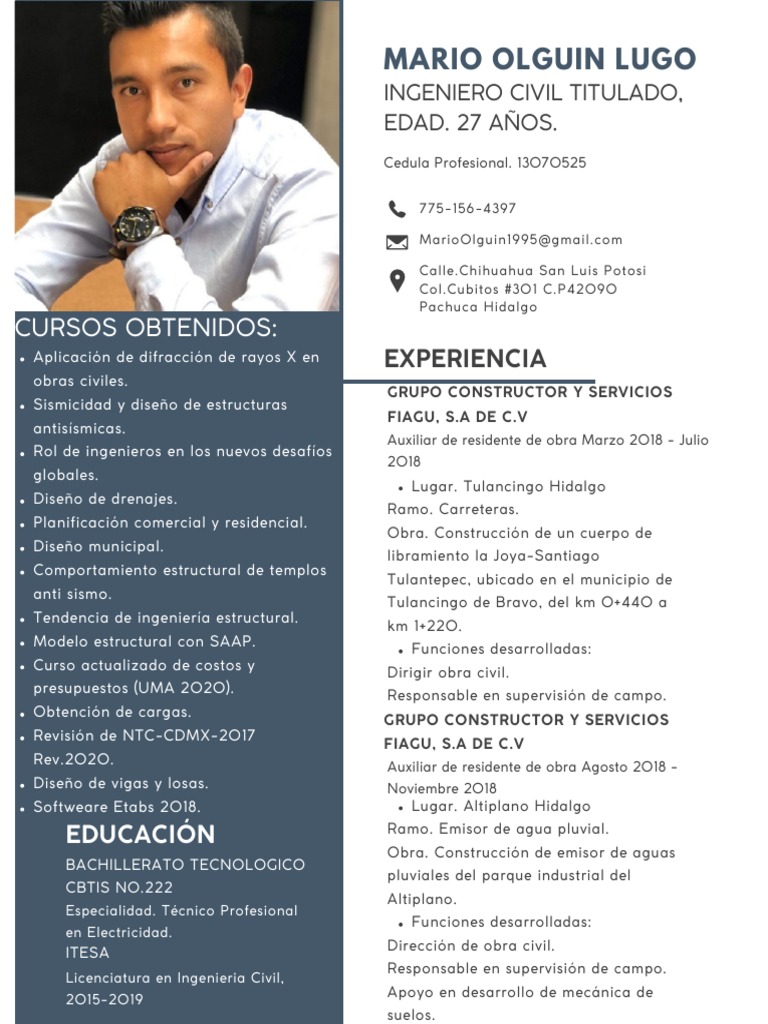 Ing - Mario Olguin Lugo CV 2023 - 051052 | PDF