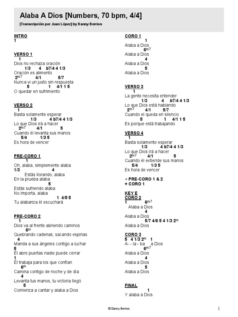 Alaba A Dios - Number Chart | PDF