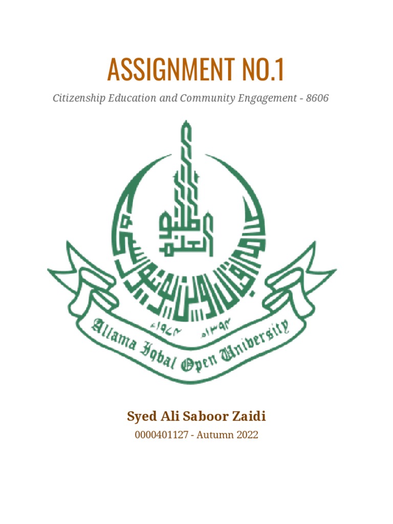 Assignment No.1 - 8606 - Autumn 2022 - 0000401127 - Syed Ali Saboor Zaidi | PDF